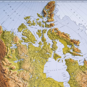 Canada Map - 2D Shaded Relief Map With 3D Effect - Bartholomew Print - Etsy
