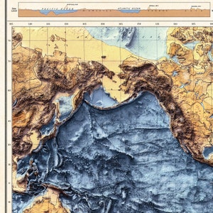World Bathymetry - Shaded Relief Map - Detailed Topography - Vintage ...