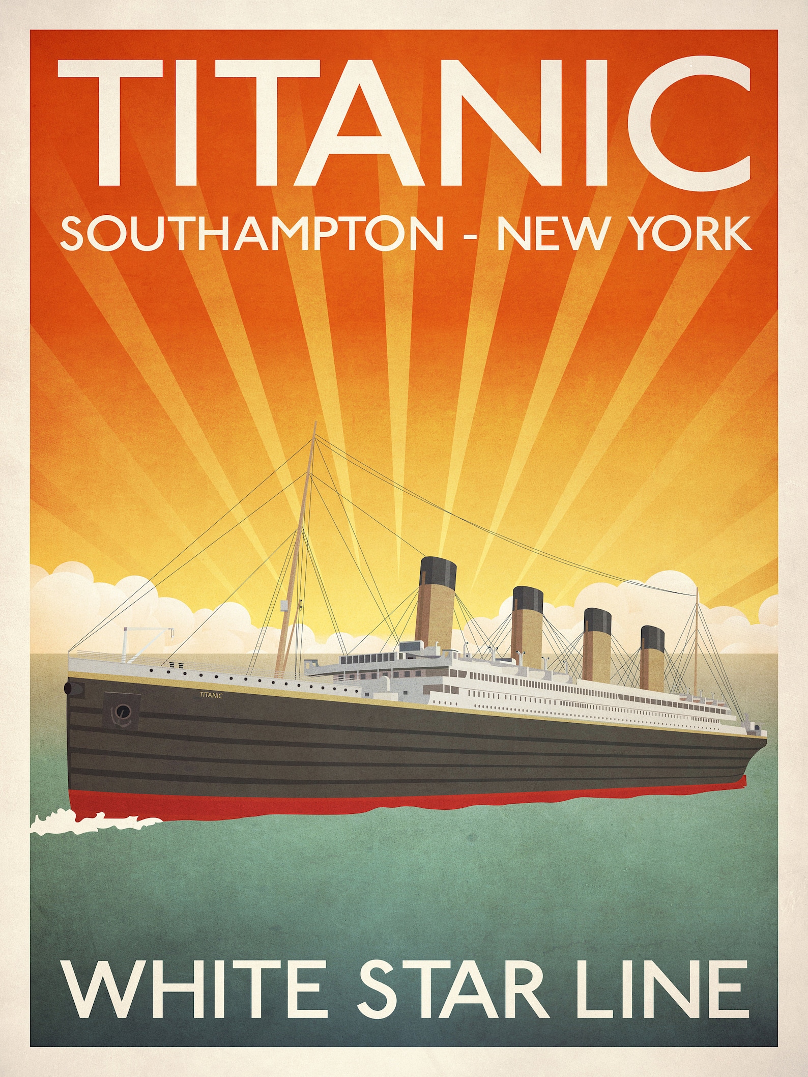 Titanic Travel Poster Retro Illustration of RMS Titanic - Etsy