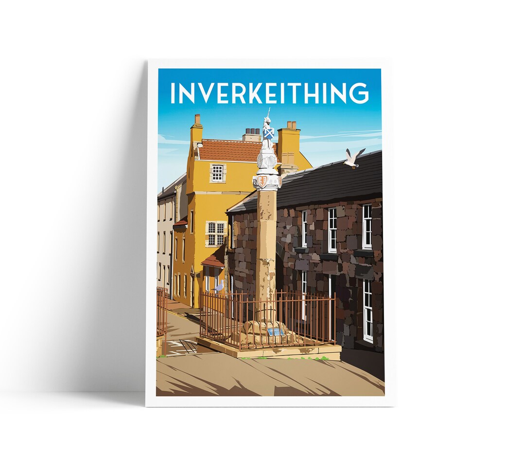 Inverkeithing Print - Mercat - Fife Travel Poster - Historic Building ...