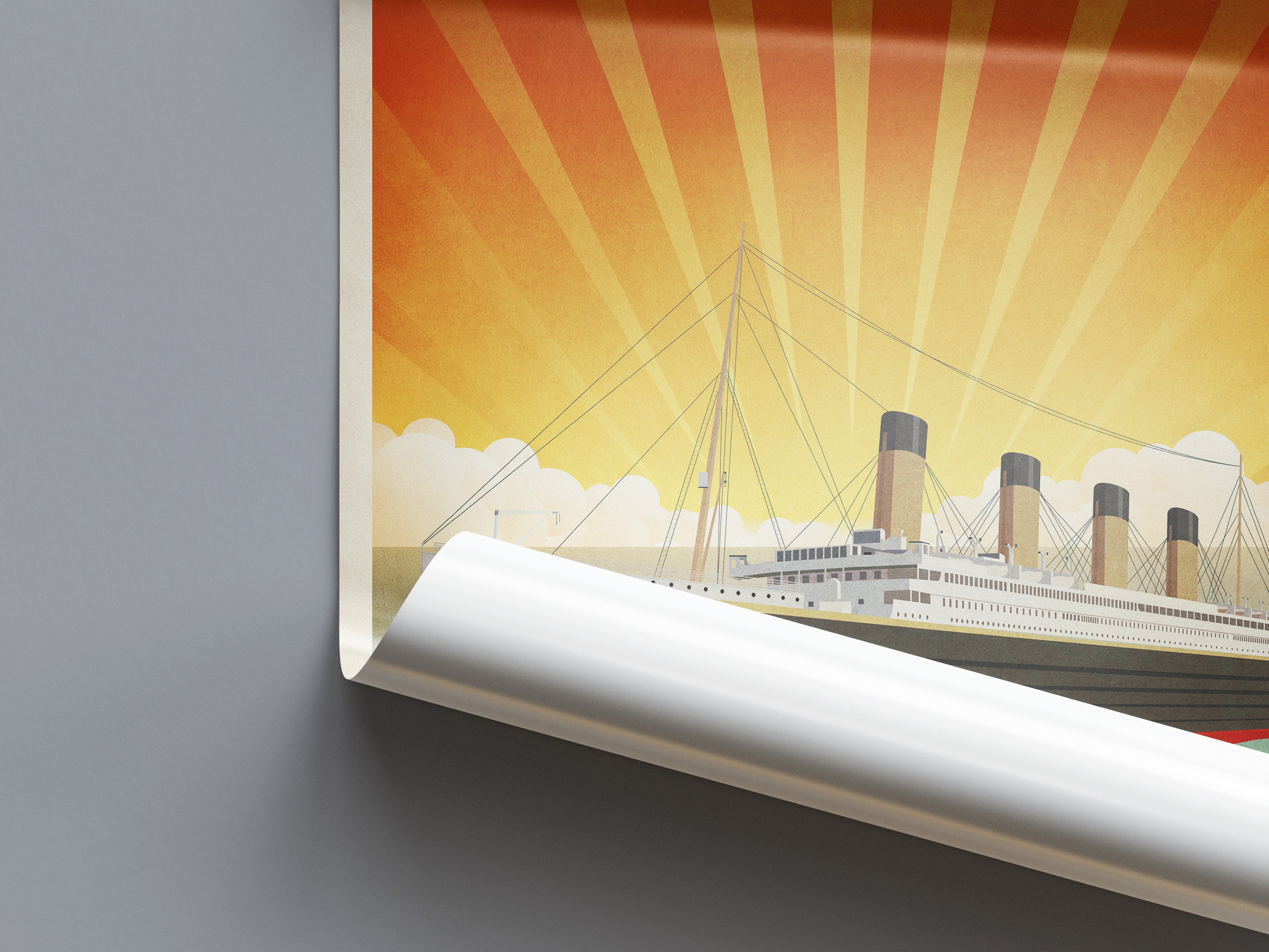 Titanic Travel Poster Retro Illustration of RMS Titanic - Etsy