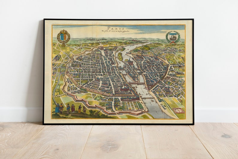 Old Map of Paris 1655 Map of Paris France by Caspar Merian | Etsy
