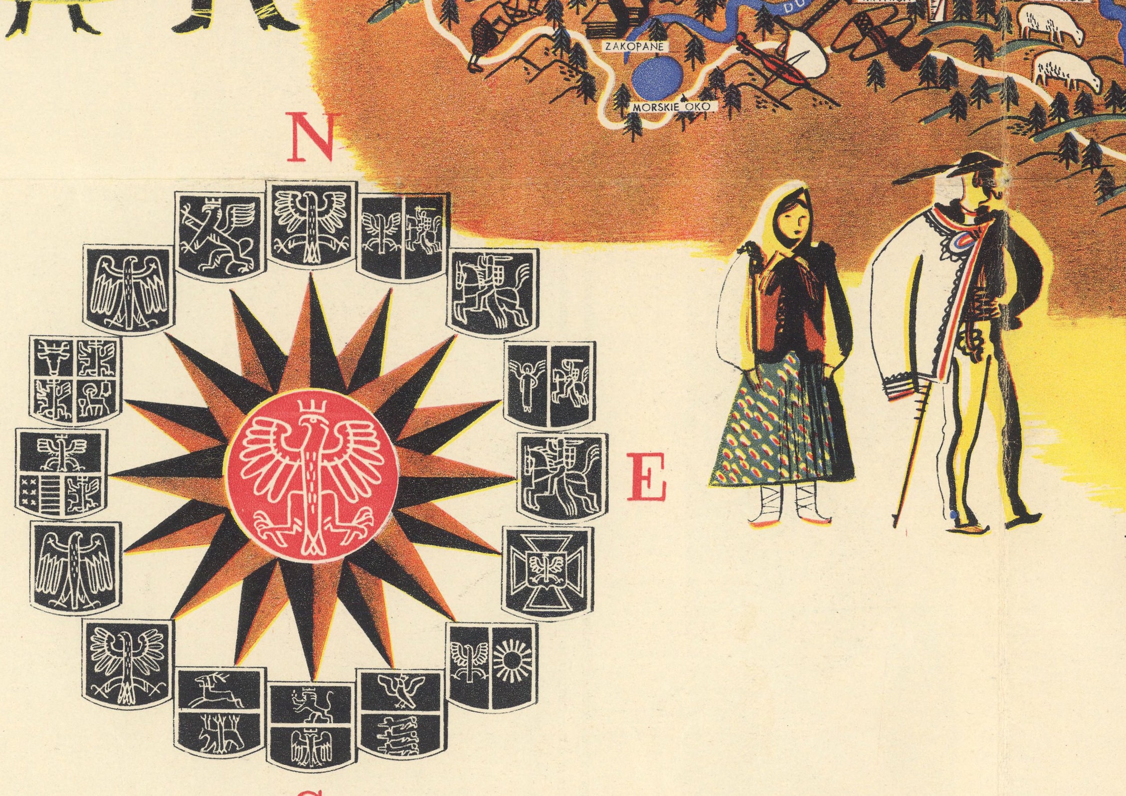 Old Pictorial Map of Poland Vintage Poland Print Polish | Etsy