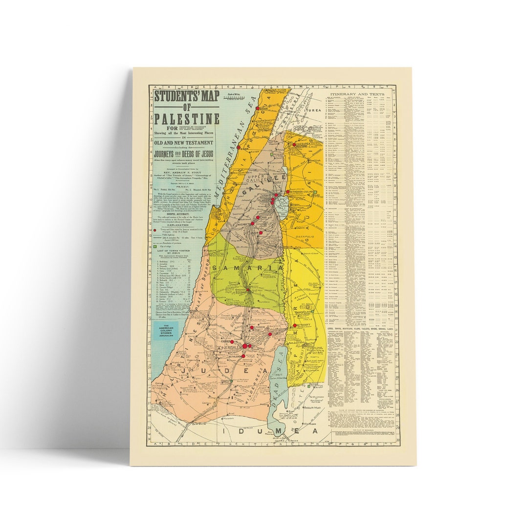 Student's Map of Palestine - Old Palestine Poster - Old and New ...