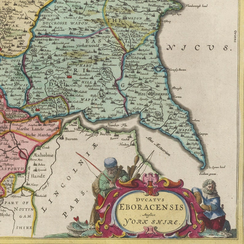 Old Yorkshire Map | Dvcatvs Eboracensis | Old Antique Map | 1665 ...