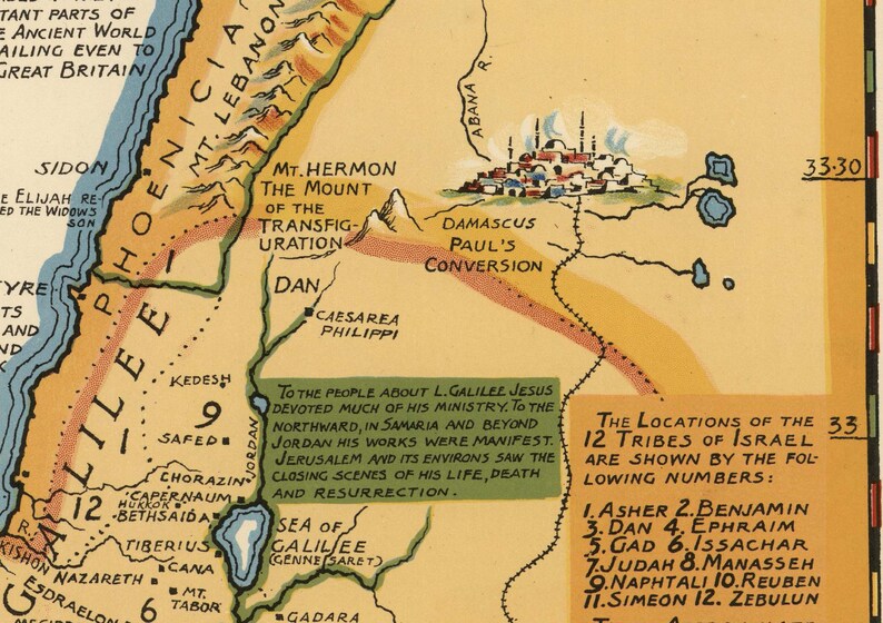 Picture Map of the Holy Land, 1928. Jerusalem, Israel, Palestine ...