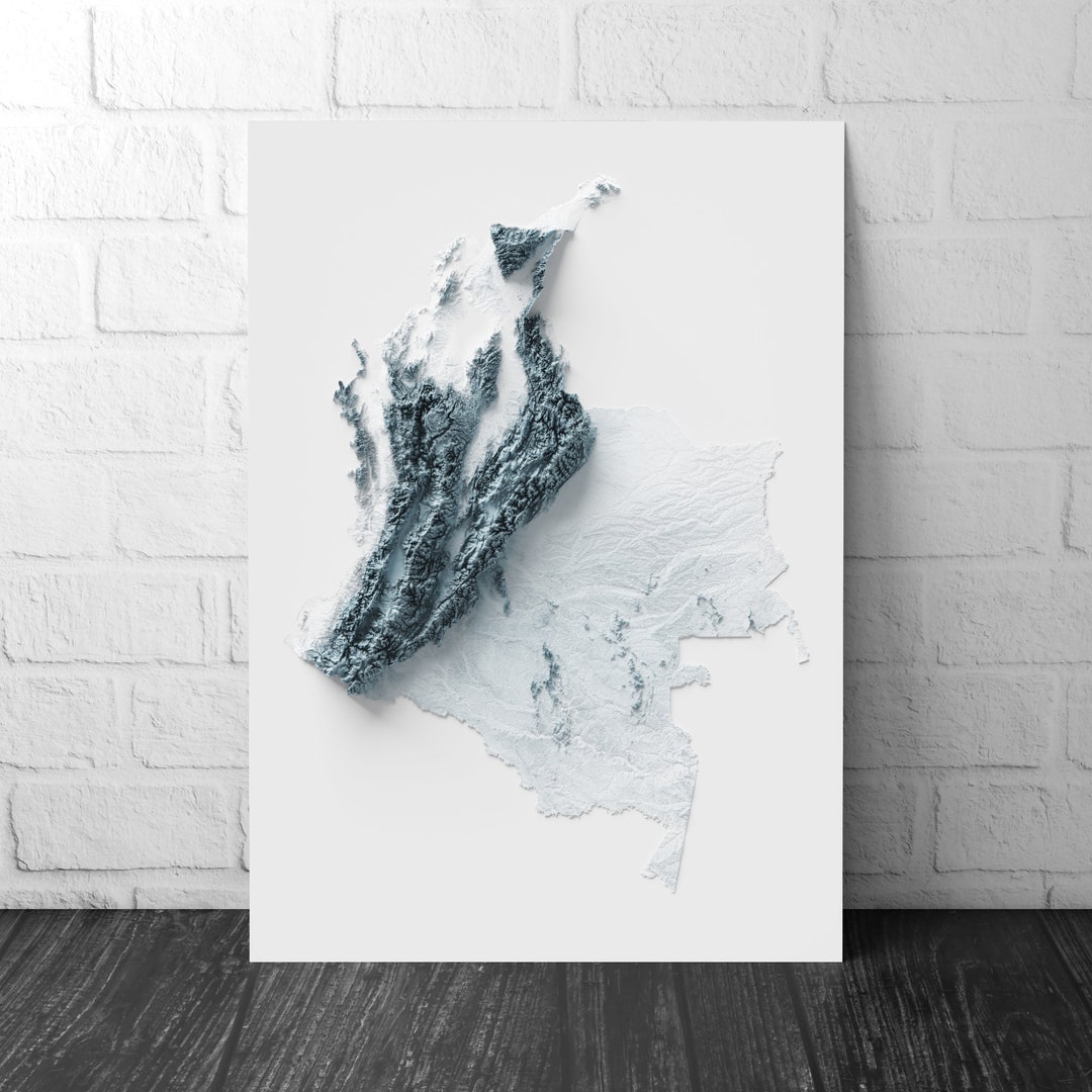 Artistic Relief Map of Colombia - Unique 2D Wall Decor - Colombian ...