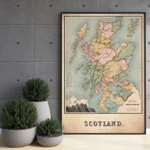 Historic Scottish Map | 1852 | Antique Wall Art | Home Decor | Scottish ...