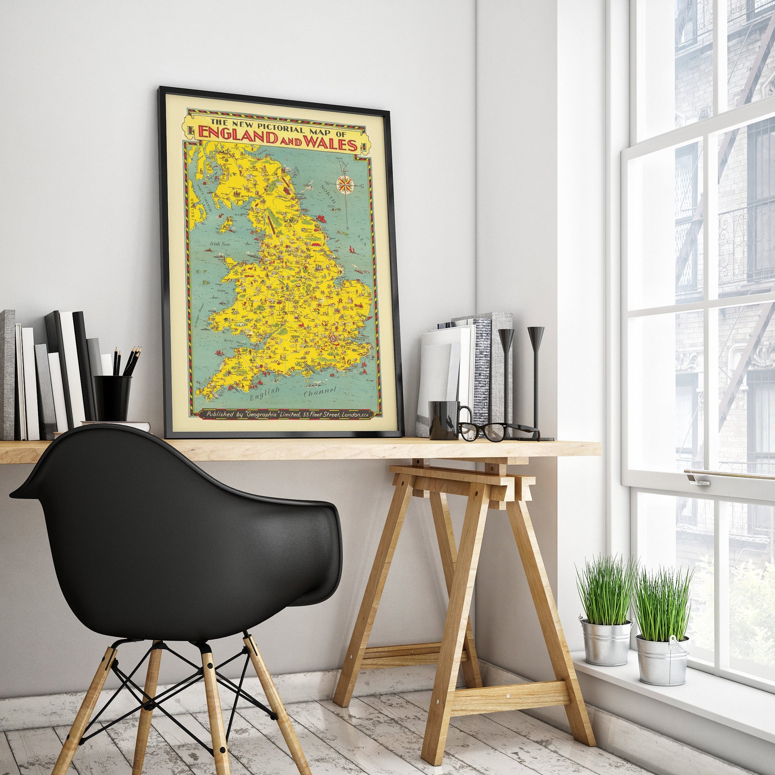 The New Pictorial Map of England and Wales - 1935 - Vintage Map ...