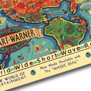 Short Wave Radio Map | Vintage World Map | Vintage Poster | World Wide ...