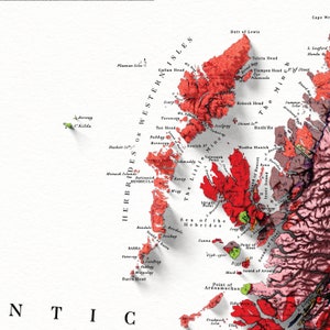 British Islands Geology Elevation Map - 2D Relief Map Print With 3D ...