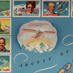 Vintage World Aviation Map "famous Flights and Air Routes of the World ...