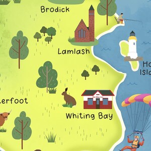 Isle of Arran Map | Pictorial Poster | Ayrshire | Lochranza | Brodick ...