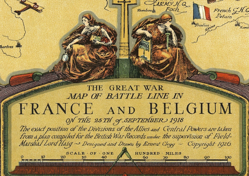 The Great War Map Historic WW1 War Poster Ernest Clegg | Etsy UK