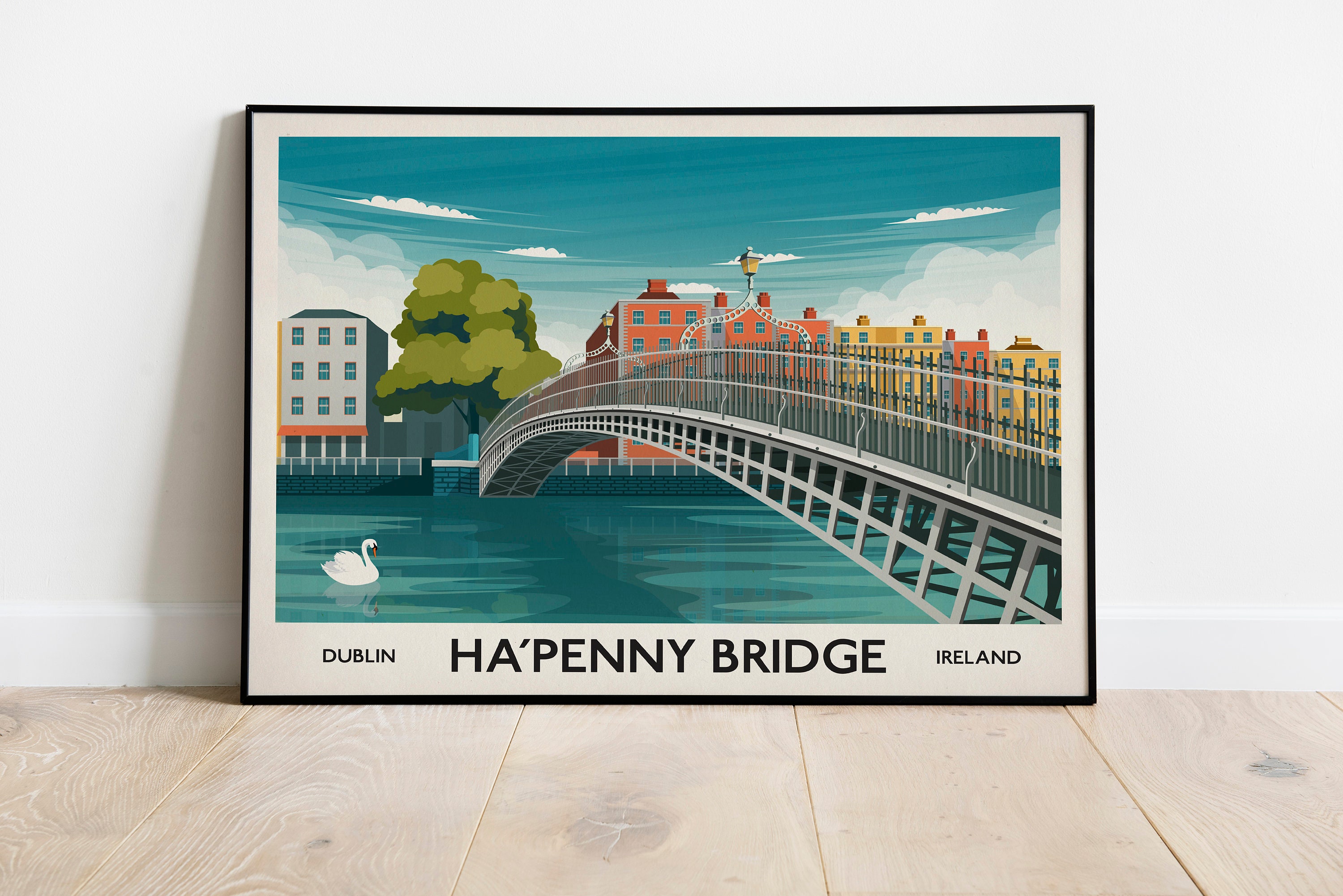 Dublin Print Featuring the Ha'penny Bridge, Ireland Travel Poster ...
