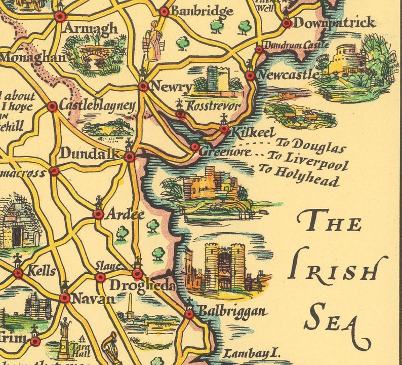 Old Map of Ireland, Vintage Pictorial Irish Map, Pratts High Test Plan ...