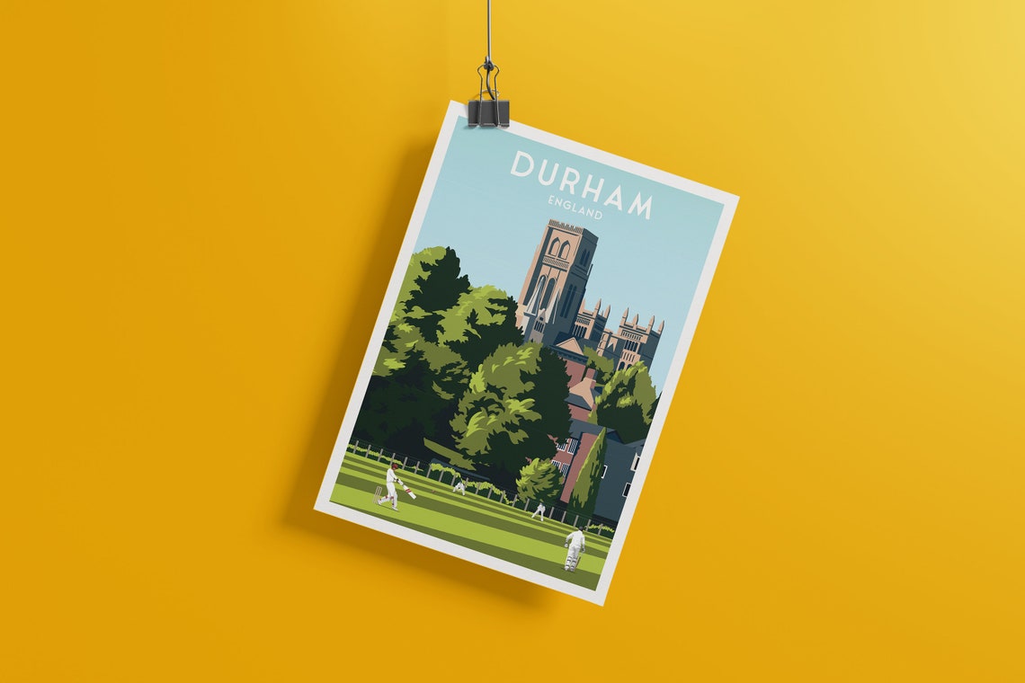 Durham Print - Cricket Match - Durham Cathedral - England Travel Poster ...