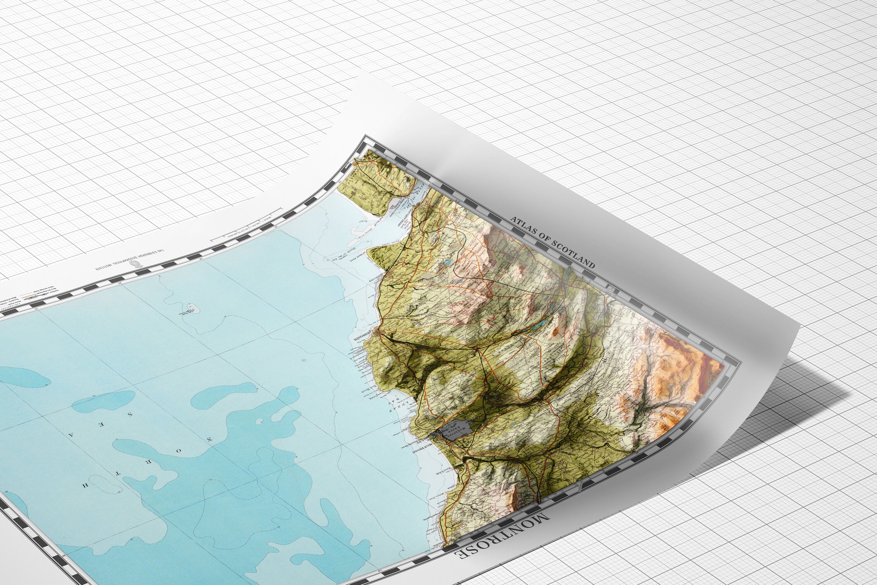 Montrose Map - Topographic Relief Map Print - Vintage Style - 2D Giclée ...