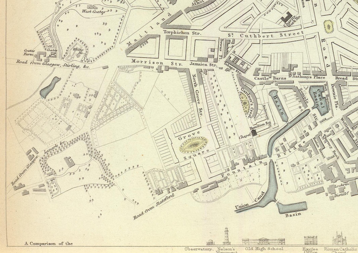 Edinburgh Map Scotland Ancient Map Edinburgh City Plan Map - Etsy UK