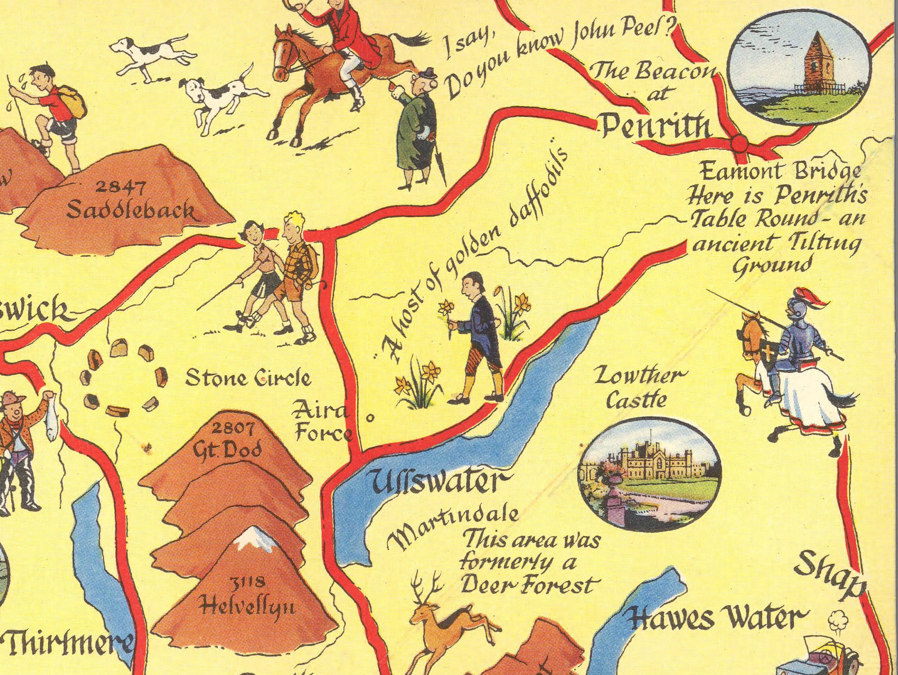 Lake District Map Pictorial Poster Ullswater Keswick | Etsy