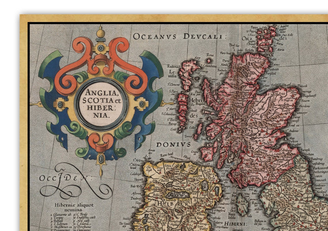 Anglia Scotia Et Hibernia Map Old Antique Map of Great | Etsy