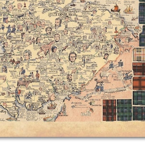 Story Map of Scotland Vintage Map Reproduction | Vintage Poster Wall ...