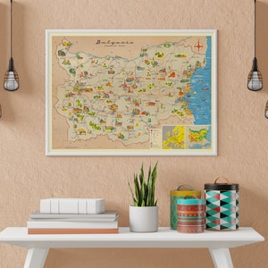 Bulgaria Tourist Map - Old Print of Bulgaria - Berkovista - Rousse ...