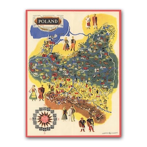 Old Pictorial Map of Poland -vintage Poland Print - Polish Gift ...