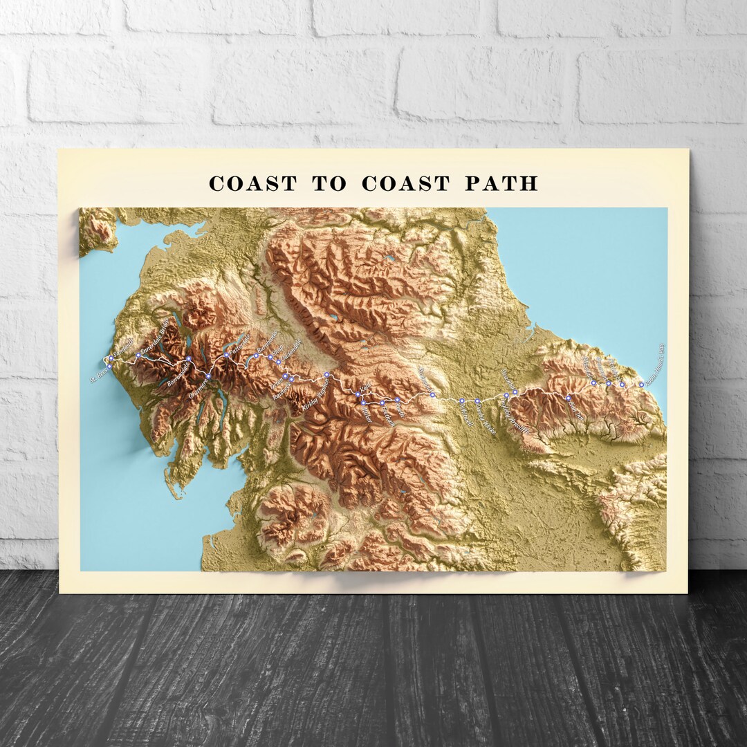 Coast to Coast Walk Map Print - Illustrated Map Art - Gift for Hikers ...