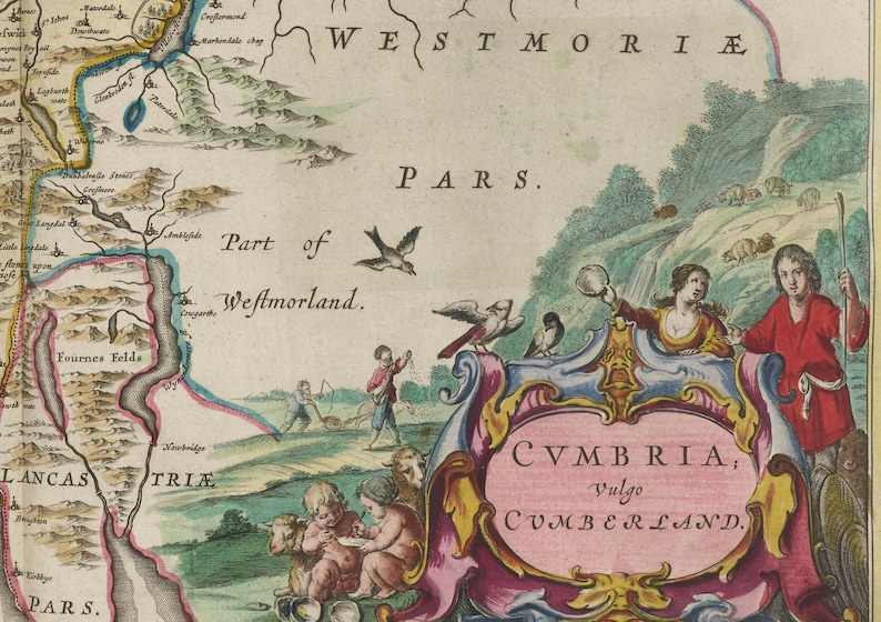Ancient Cumbria Map | Cvmbria, Vulgo Cumberland| Old Antique Map of ...