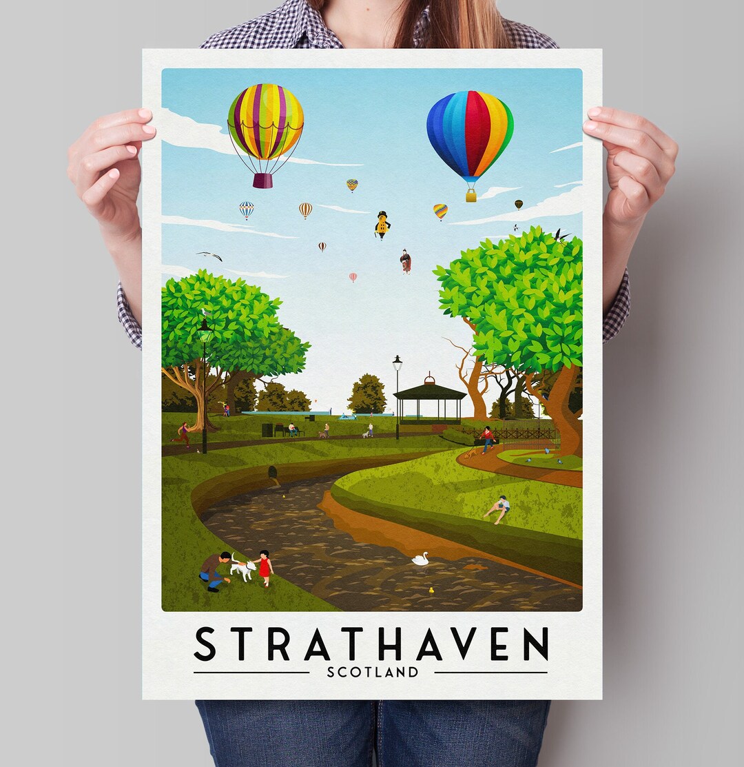 Strathaven Print - Balloon Festival Poster - Strathaven Park - Vintage ...