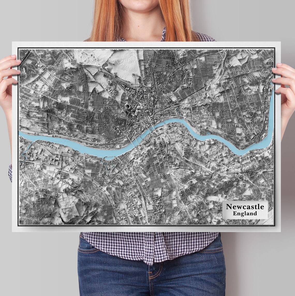 Newcastle, England - Shaded Relief Map - Detailed Topography ...