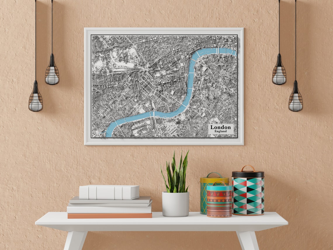 London City Relief Map Print - Detailed Topographic Map - Lidar Map - Etsy