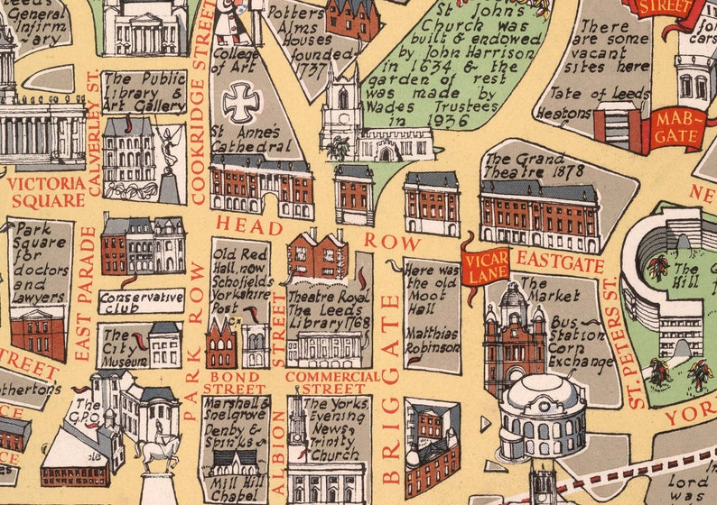Leeds Map | Historical Pictorial Map : Leeds From A.D. 1626 - the Year ...