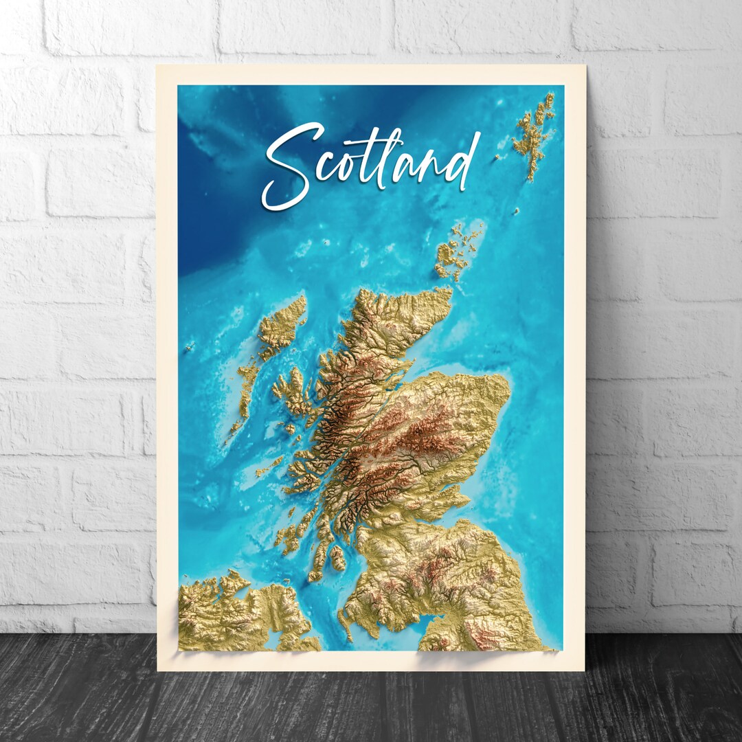 Map of Scotland - Topographic Map Print - Scottish Wall Art - Etsy UK