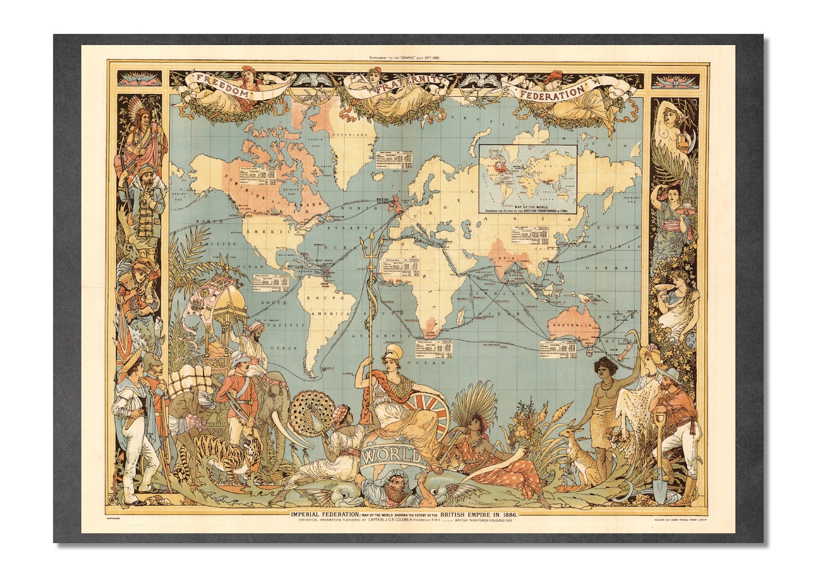 World Map Extent of the British Empire in 1886 | Etsy