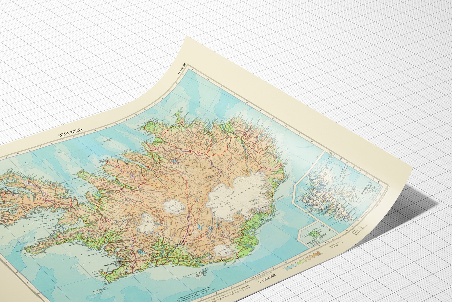 Old Map of Iceland - 1955 - Vintage Map of Iceland- Retro Map - Wall ...