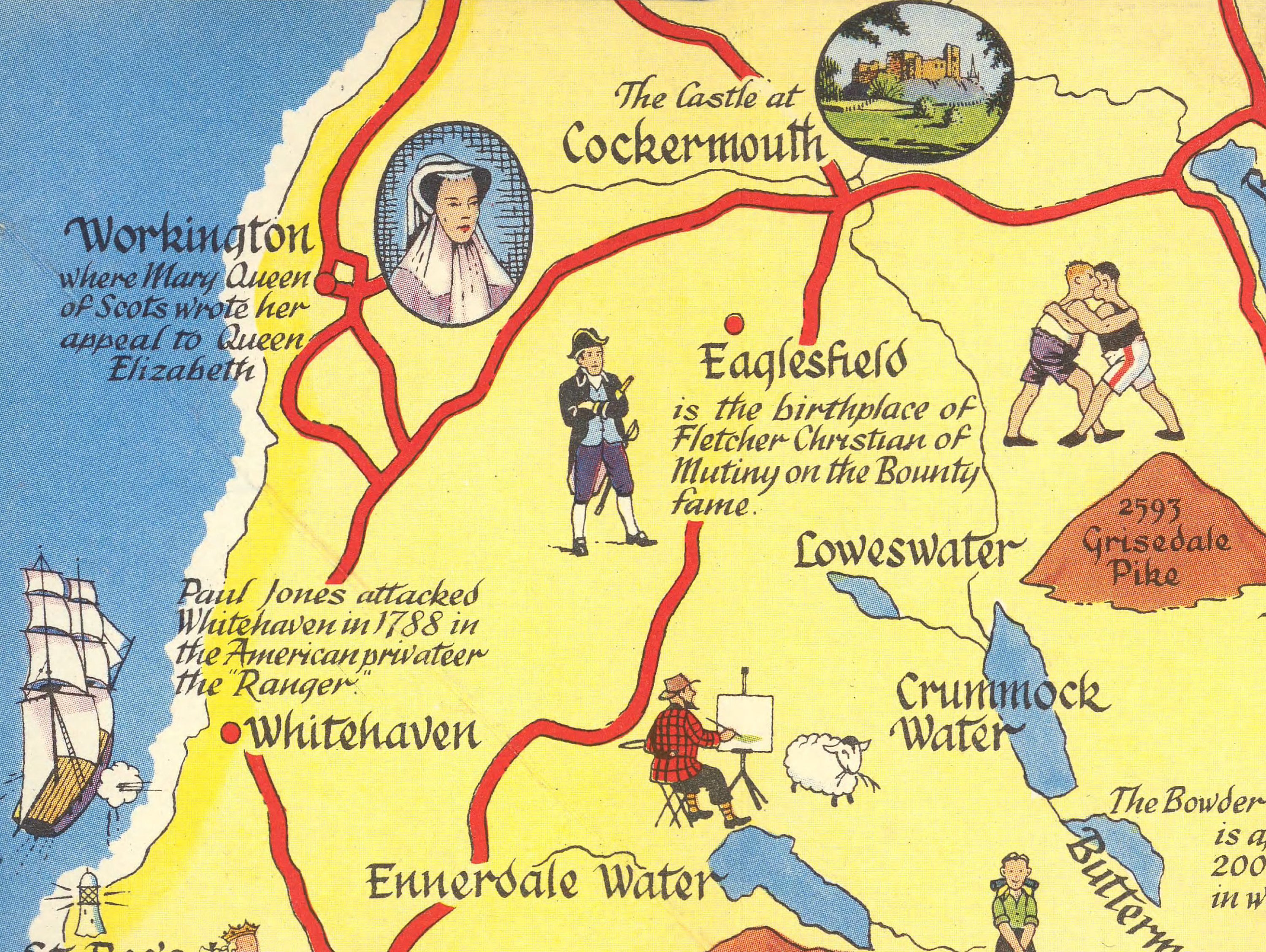 Lake District Map Pictorial Poster Ullswater Keswick | Etsy