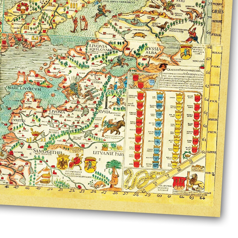 Old Map of Scandinavia 1539 Carta Marina by Olaus Magnus - Etsy UK