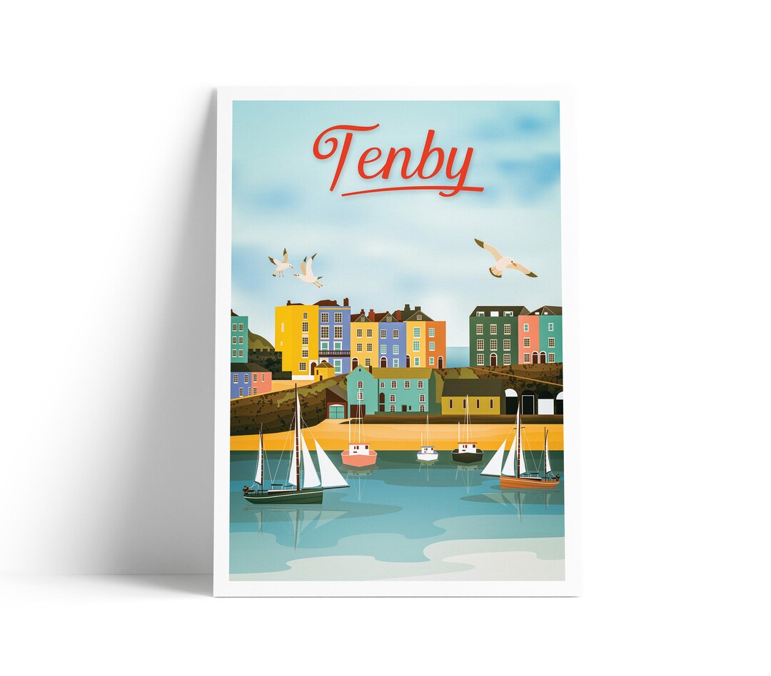 Tenby Travel Poster - Tenby Prints, Tenby Art, Wales Print Poster ...