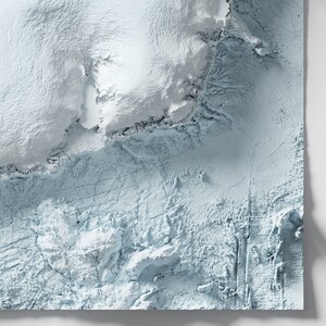 Antarctica Art Relief Map - 2D Bathymetric Print - South Pole Geology ...