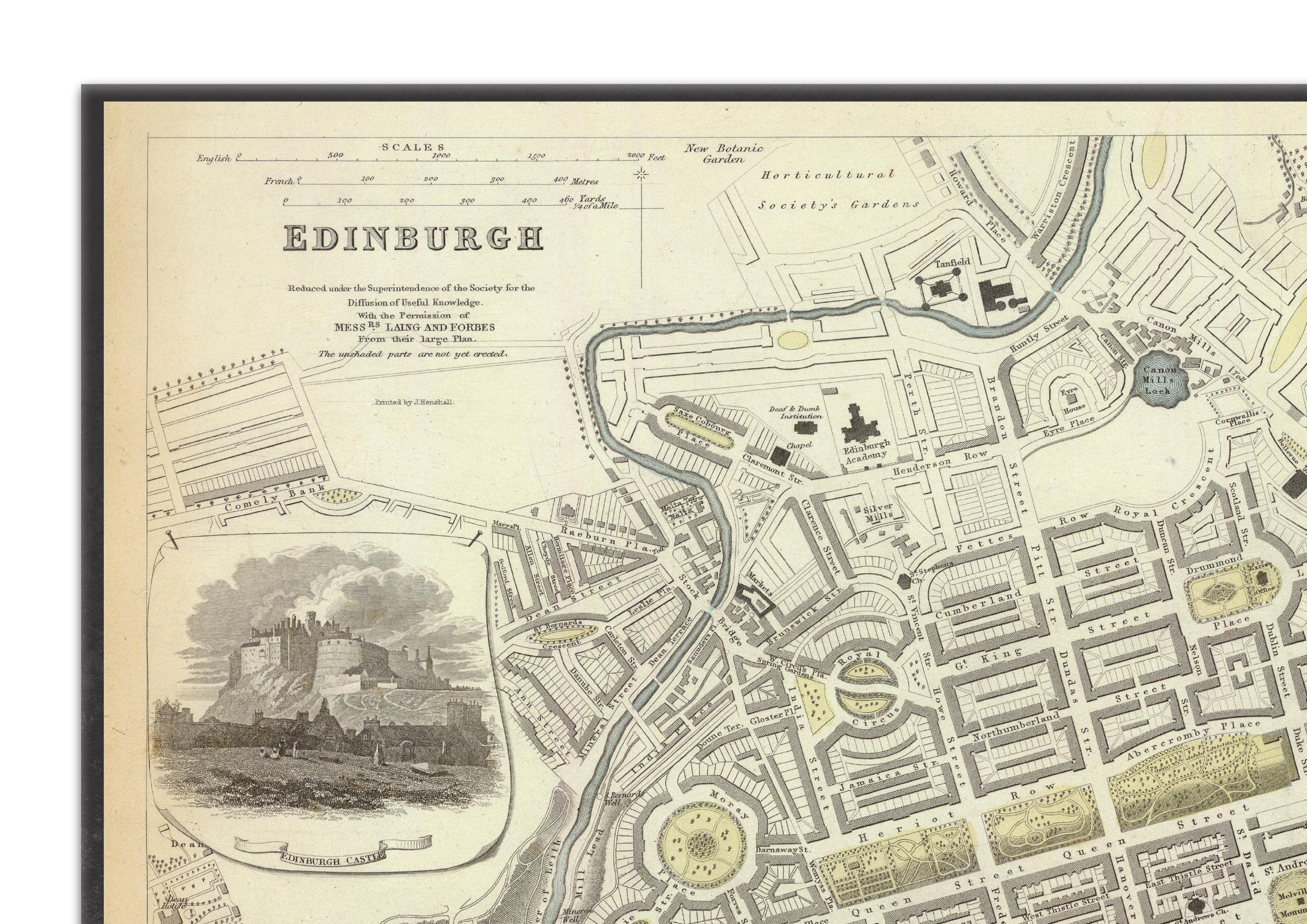 Edinburgh Map Scotland Ancient Map Edinburgh City Plan Map - Etsy UK