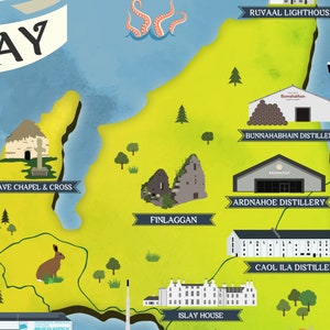Isle of Islay Map | Pictorial Lighthouse Poster | Whisky Distilleries ...