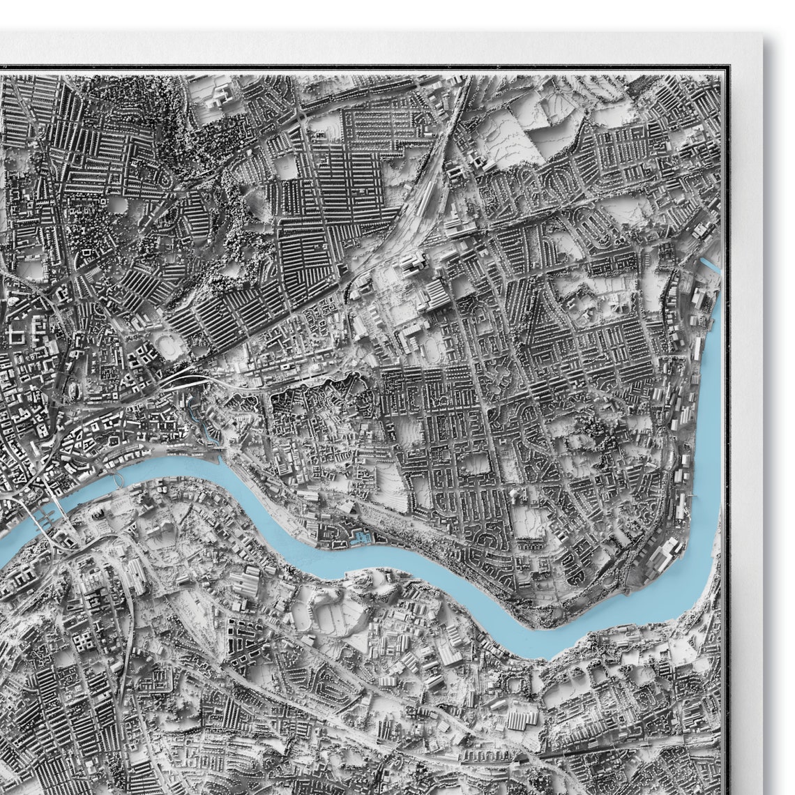 Newcastle, England - Shaded Relief Map - Detailed Topography ...