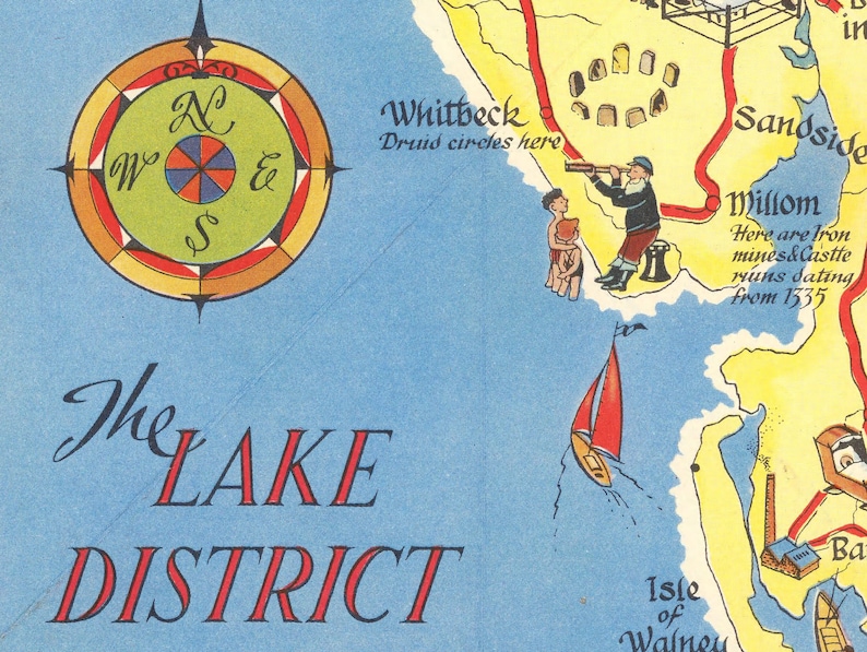Lake District Map | Pictorial Poster | Ullswater | Keswick ...