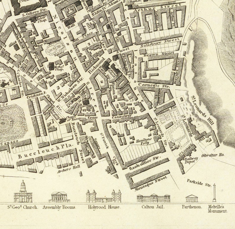 Old Edinburgh Map Plan of the City of Edinburgh Scotland | Etsy UK