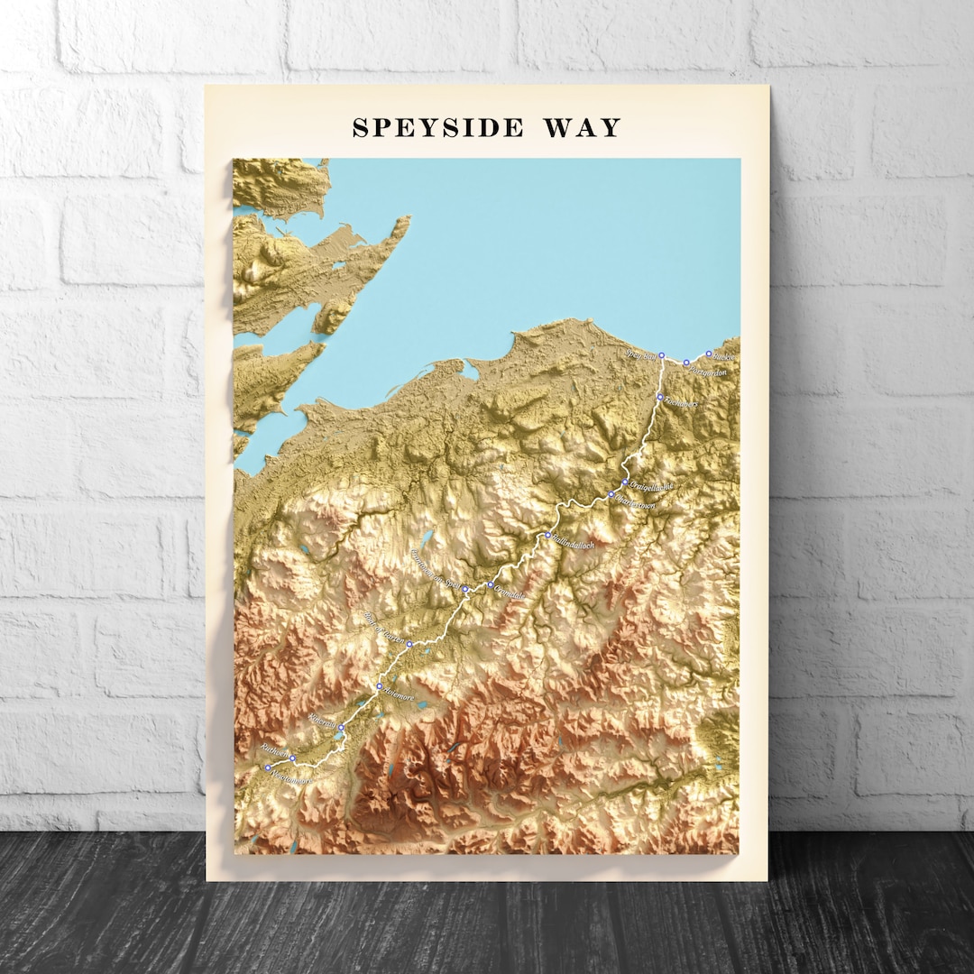 The Speyside Map Print Scottish Trails Newtonmore, Kincraig., Boat of ...