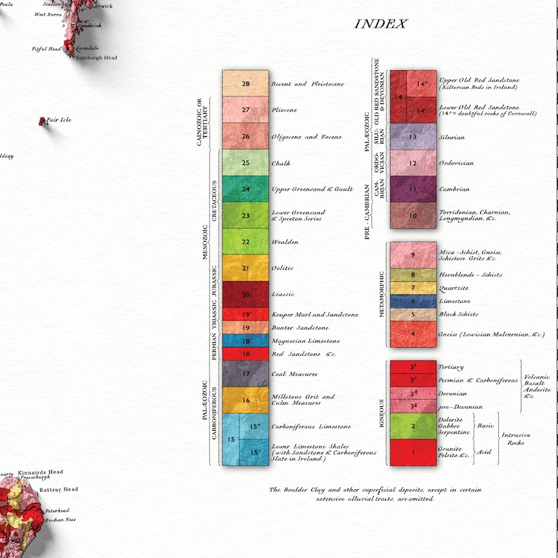 British Islands Geology Elevation Map - 2D Relief Map Print With 3D ...