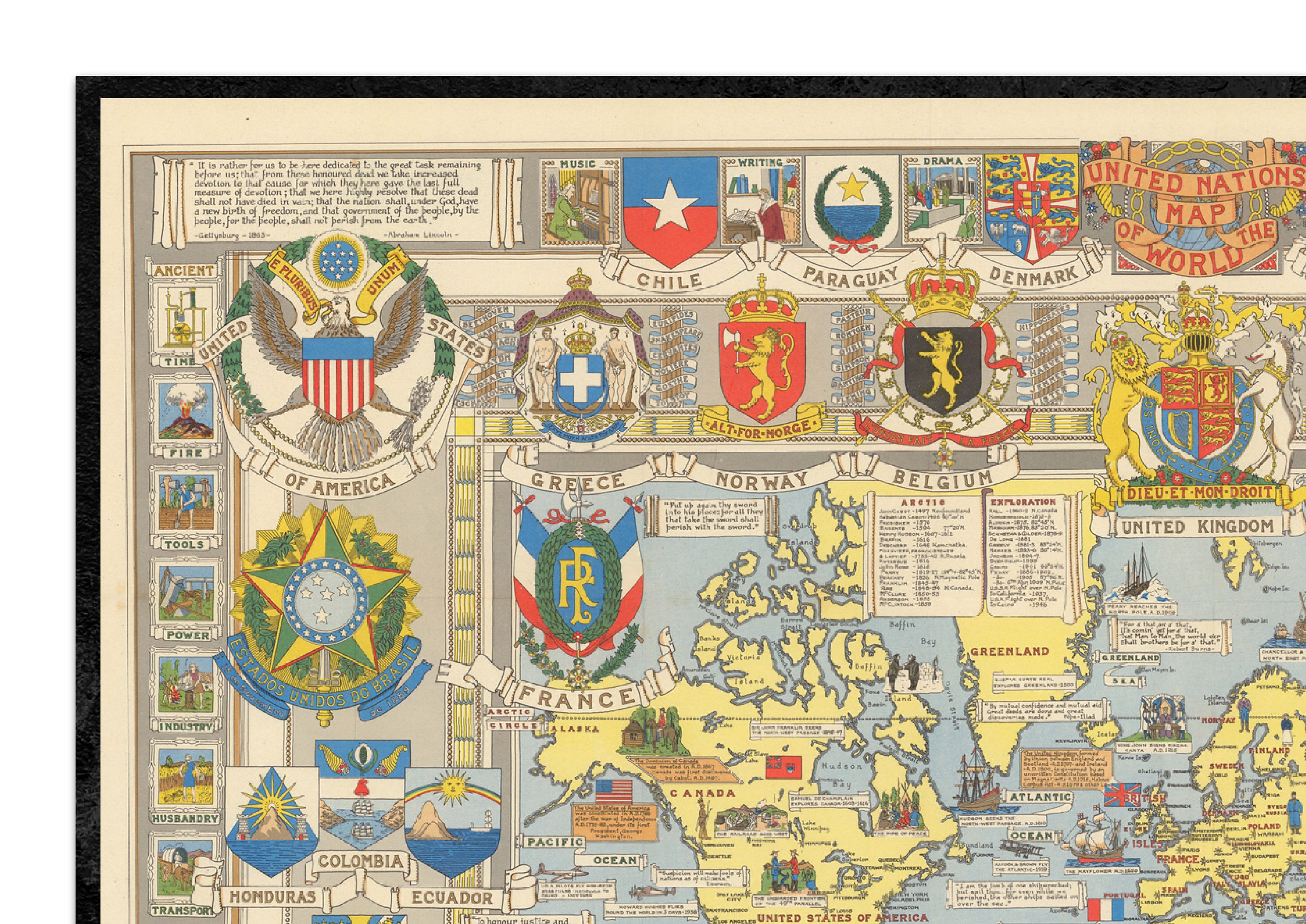 United Nations Map of the World Vintage Map Reproduction - Etsy UK