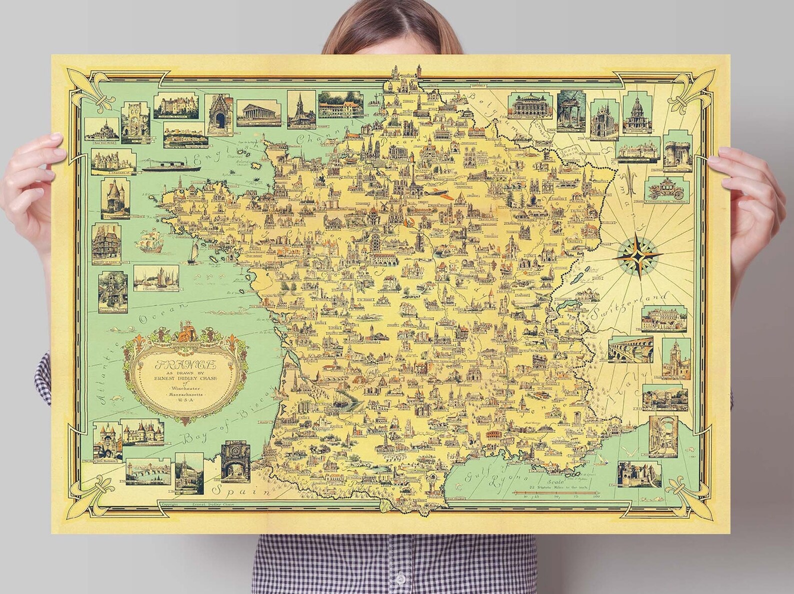 Old Map of France 1935 Print of France by Ernest Dudley - Etsy